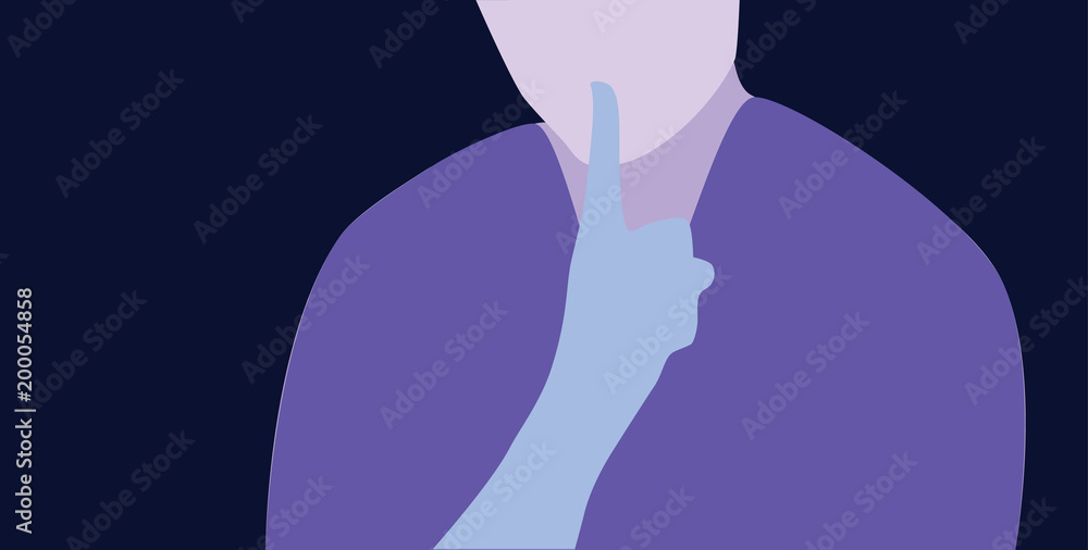Silence hand gesture, two tones vector Stock Vector | Adobe Stock