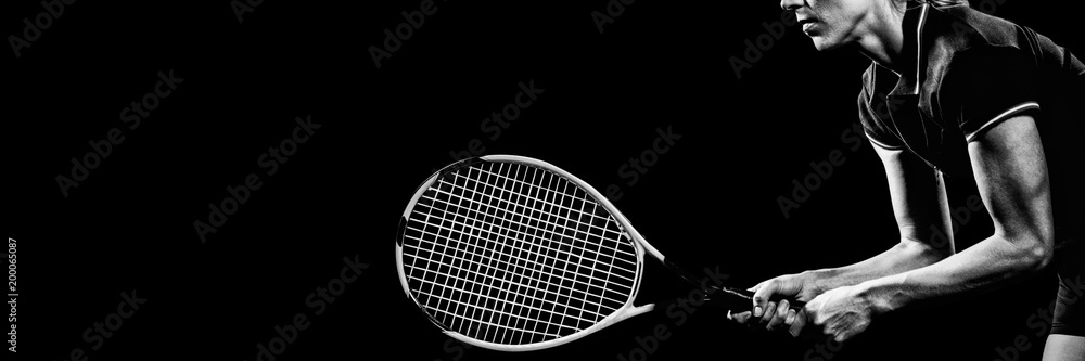 Tennis player playing tennis with a racket Stock Photo | Adobe Stock