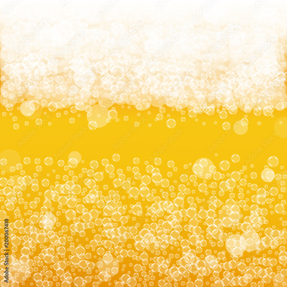Beer background with realistic bubbles. Cool liquid drink for pub and ...