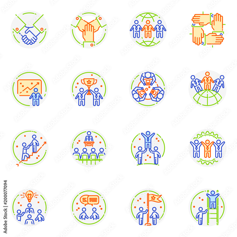 Teamwork icon vector teambuilding logo and cooperation work sign of ...