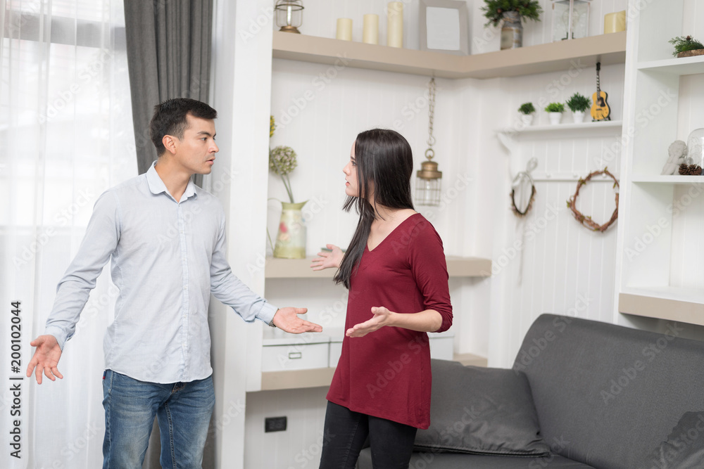 Husband and wife fight in the house. Domestic violence and Family ...