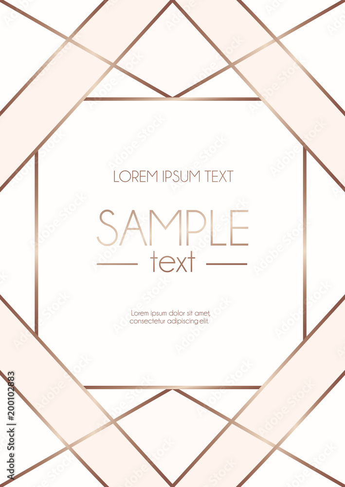 Geometric rose gold design template with blush pink and white abstract ...
