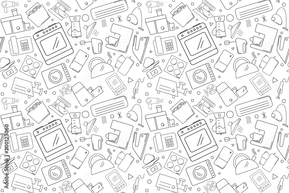 Vector appliances pattern. Appliances seamless background Stock Vector ...