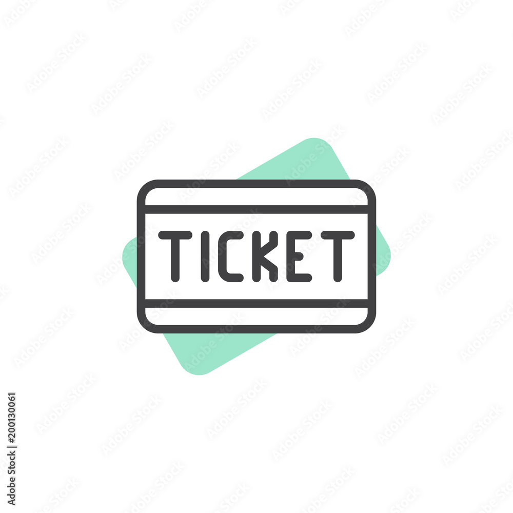 Ticket icon vector, linear flat sign, bicolor pictogram, green and gray ...