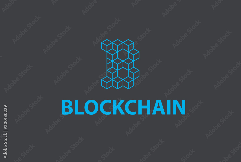 Blockchain logo or icon - 3d isometric cube letter B blue color vector ...