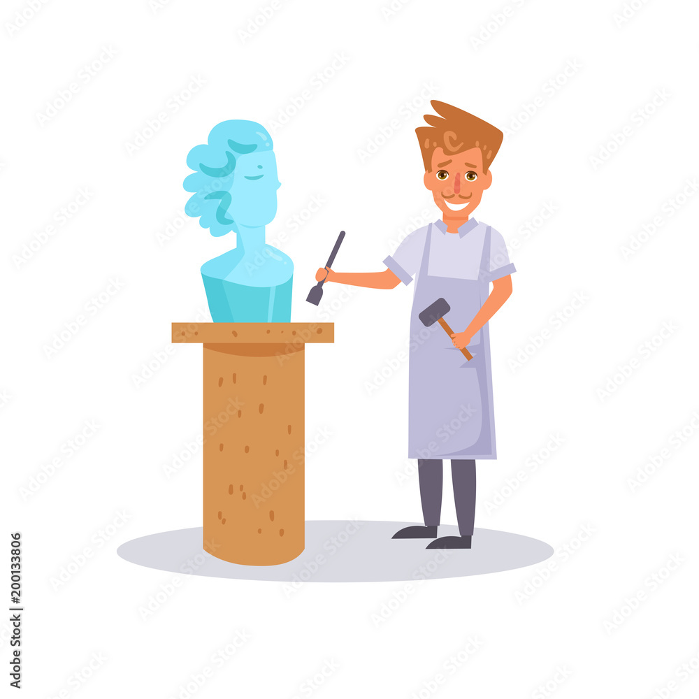 Sculptor. Vector. Cartoon. Isolated Stock Vector | Adobe Stock