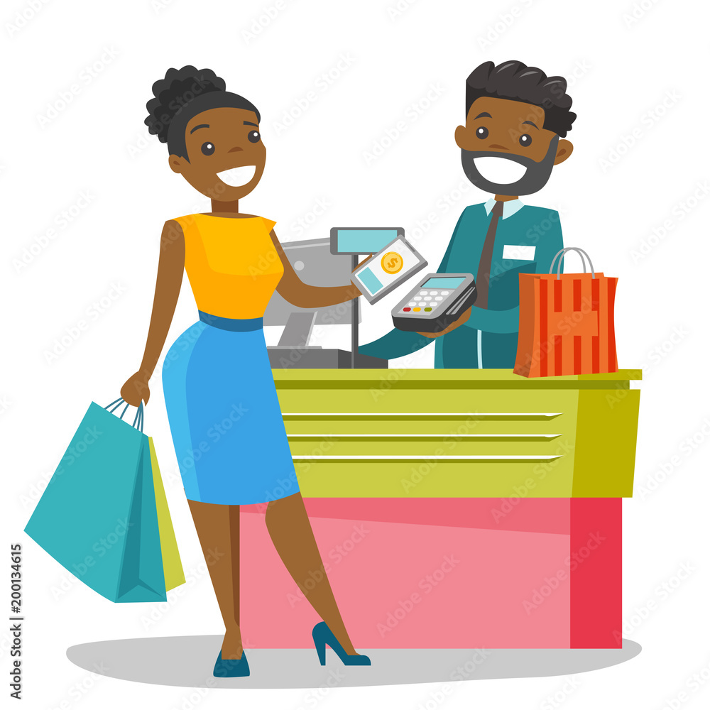 Happy Cashier Cartoon