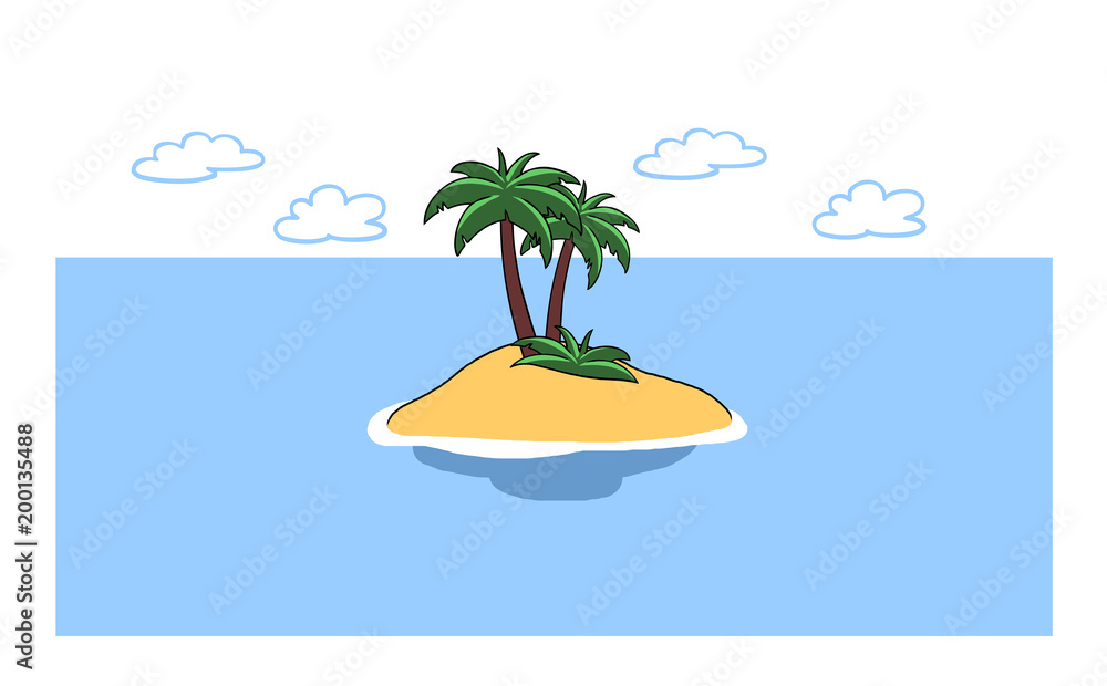 Einsame Insel als Paradies für Urlaub Stock Illustration | Adobe Stock