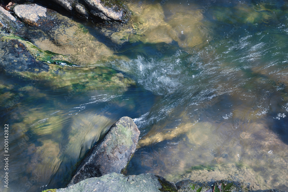 "Cold Flow" fast moving clear fresh spring water in a remote pristine ...