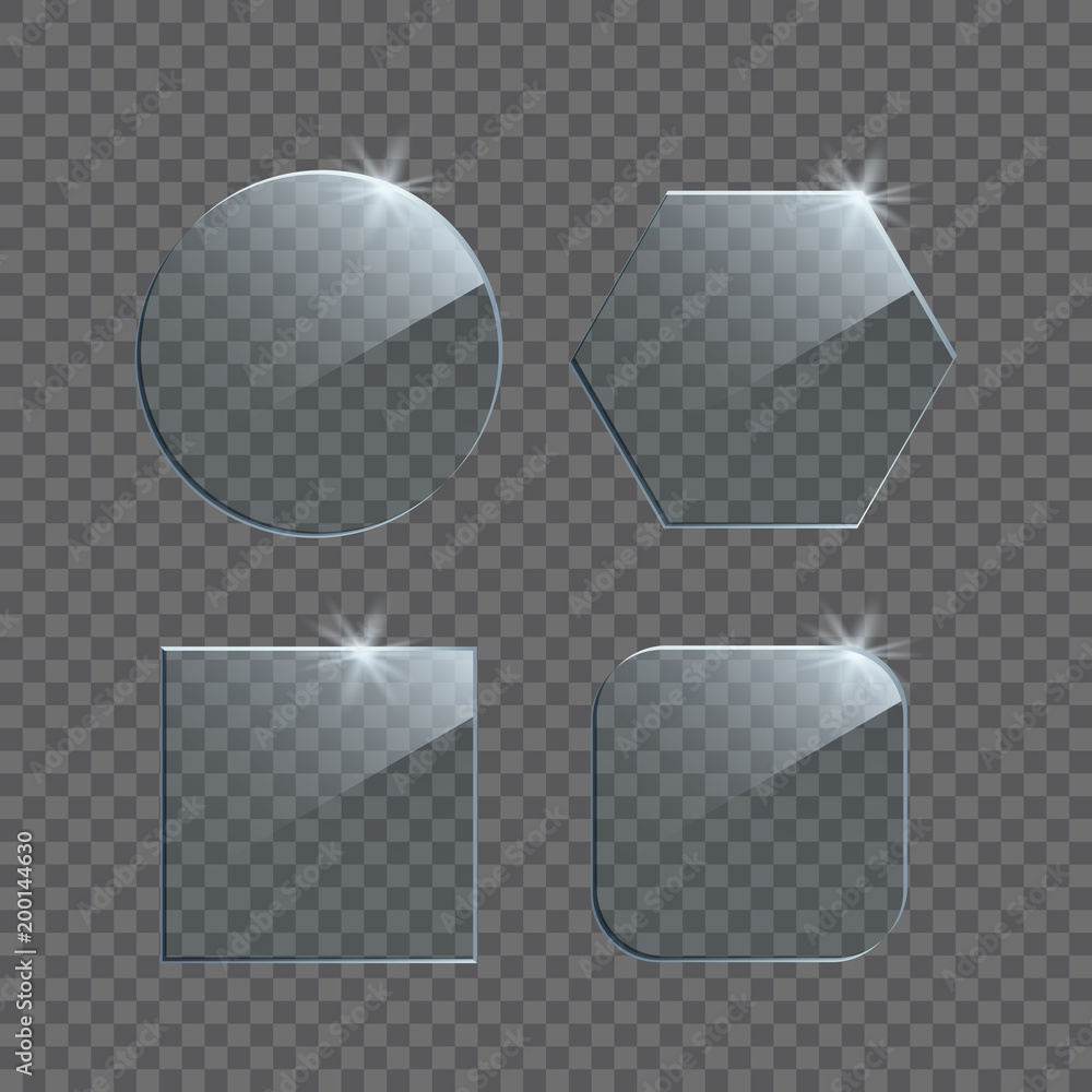Vector realistic glass plates isolated on transparent background. Stock ...