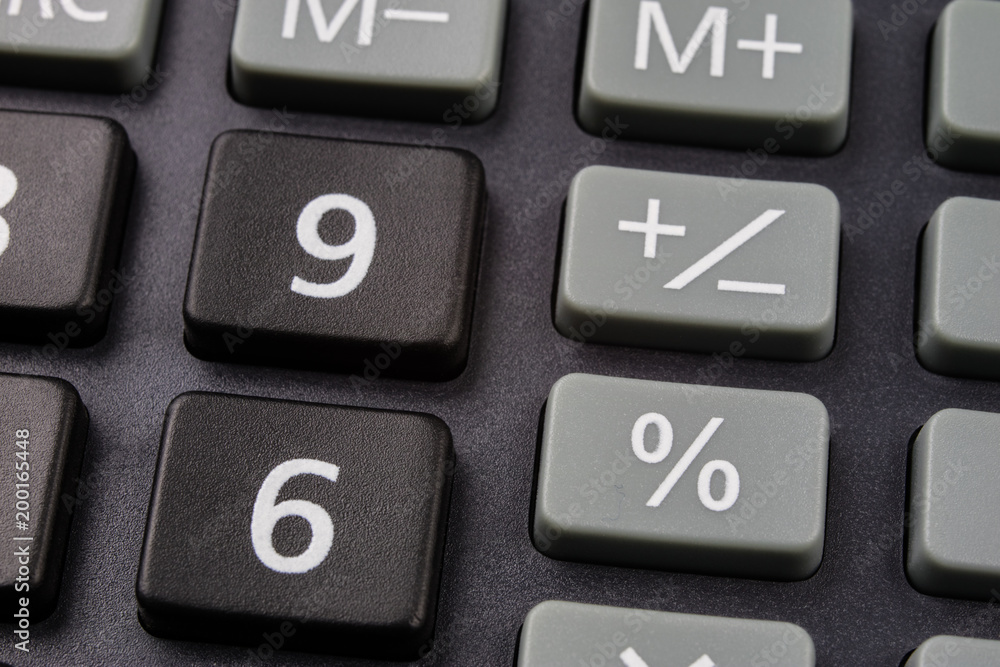 The keyboard of the calculator on a larger scale. Buttons with ...