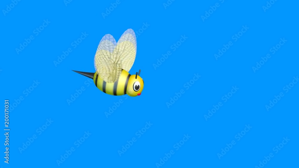 Bumble Bee flying. 3d animation. Side view.Isolated. Flying from left ...