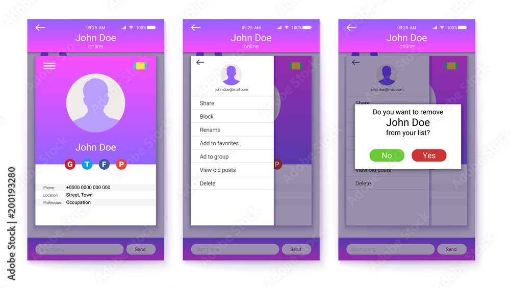 UI set of mobile app, GUI design for responsive business website or ...