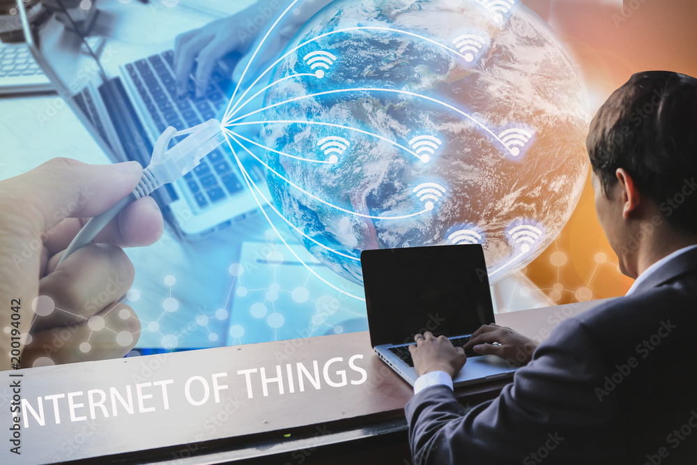 Internet of things , iot , smart home , smart city and network connect ...