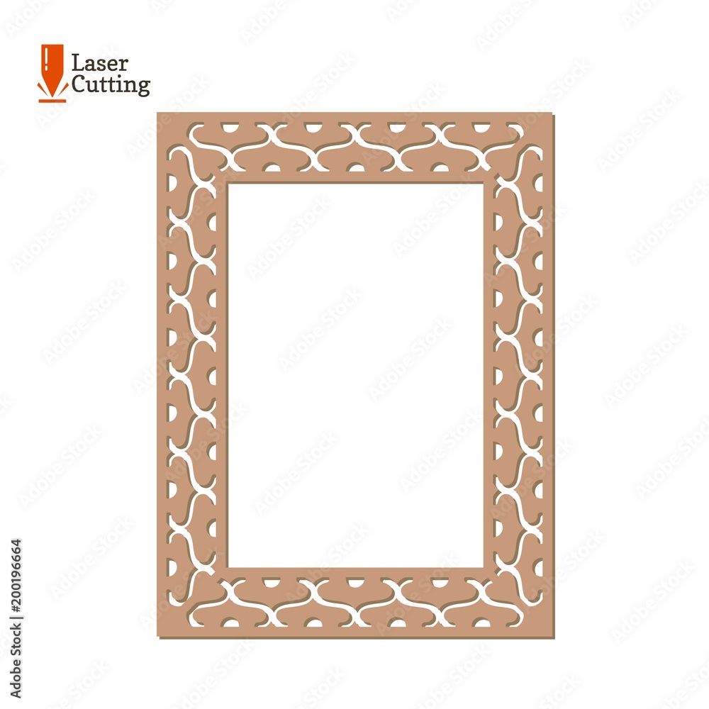 Laser cut panel. Vector frame template for cut on laser machine. Art ...