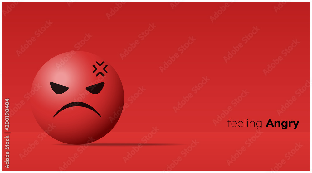 Emotional background with angry red face emoji , vector , illustration ...