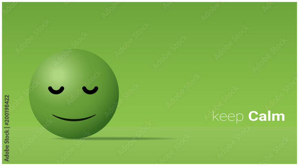 Emotional background with calm green face emoji , vector , illustration ...