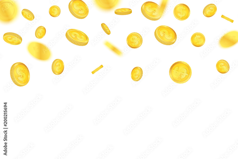 Creative vector illustration of 3d gold coins floating in different ...