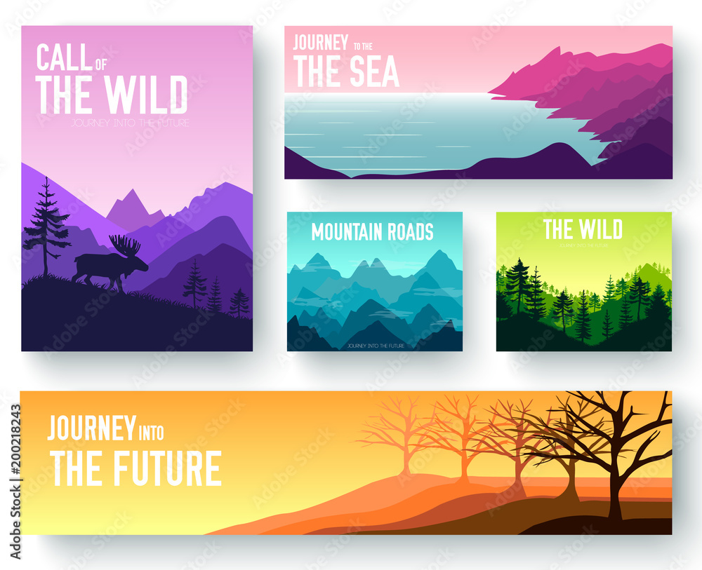 Nature vector brochure cards set. Ecology template of flyer, magazines ...