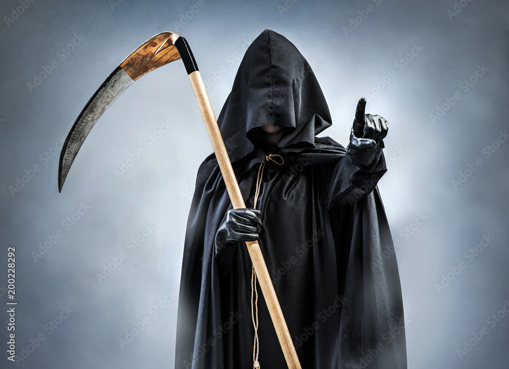 Grim Reaper points at you. Photo of personification of death wielding a ...