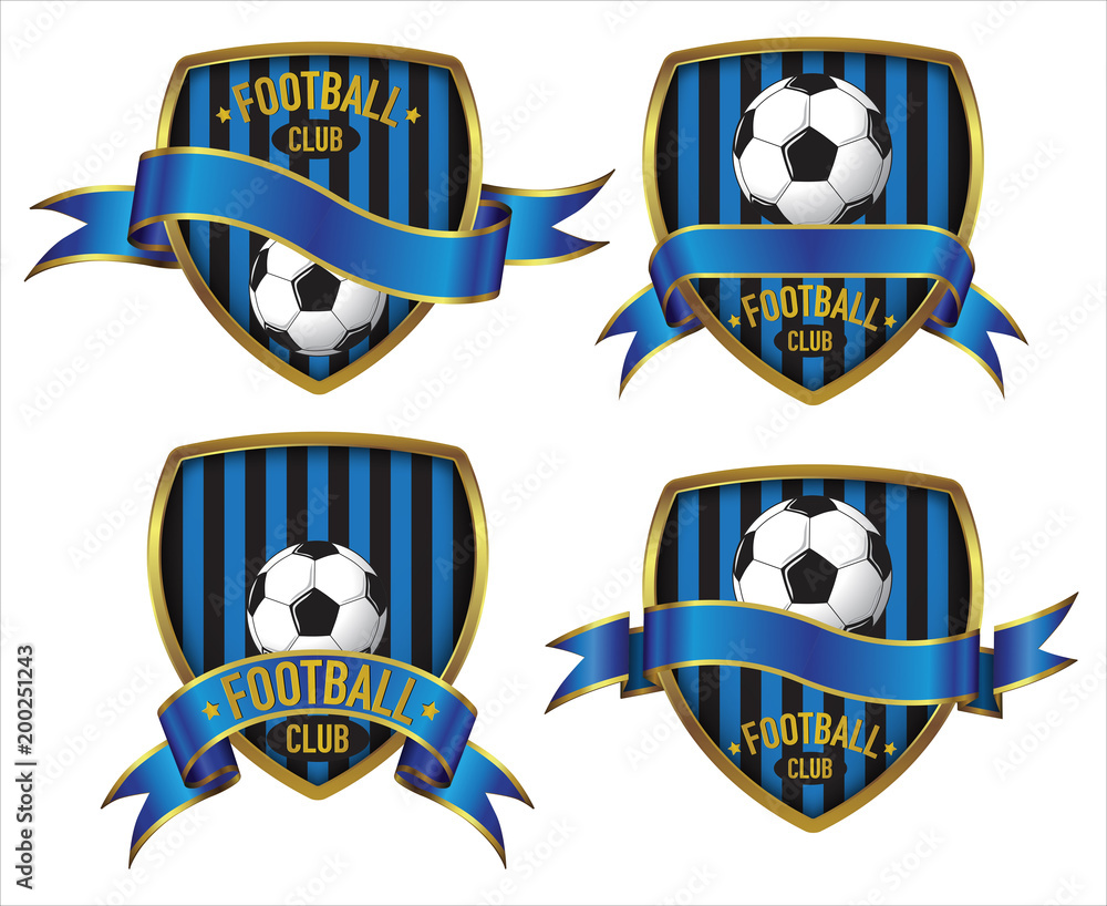 Black Stripe Blue Football Club Logo design in 4 alternative layout ...