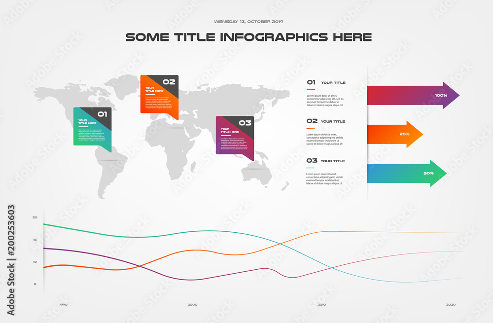 World map infographics, with arrows. Element of chart, graph, diagram ...