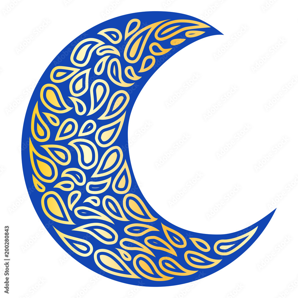 Blue Crescent Moon Tattoo