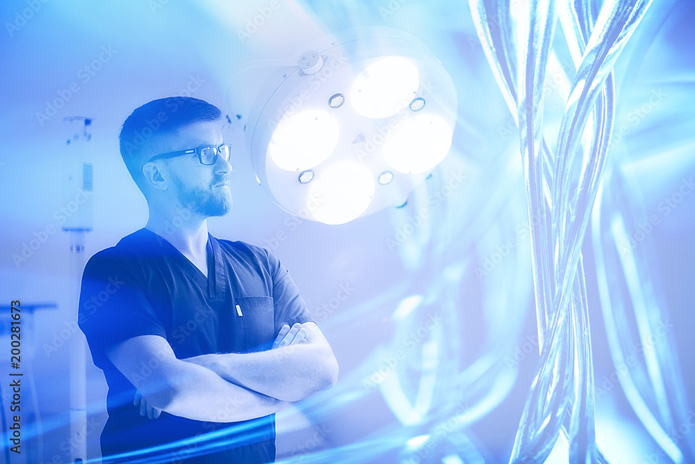 surgeon blurred background / concept medicine, background surgery, work ...