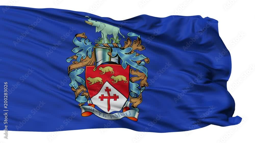 Bulawayo flag, city of Zimbabwe, realistic animation isolated on white ...