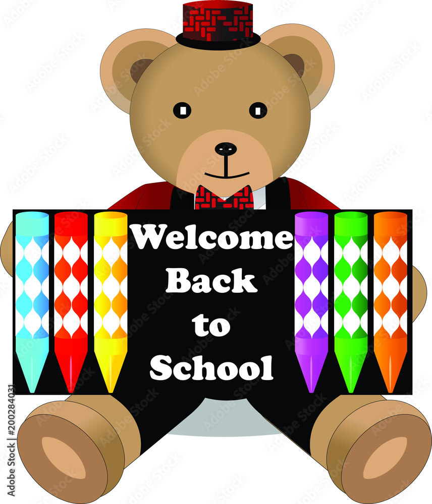 Welcome back to school bear Stock Vector | Adobe Stock