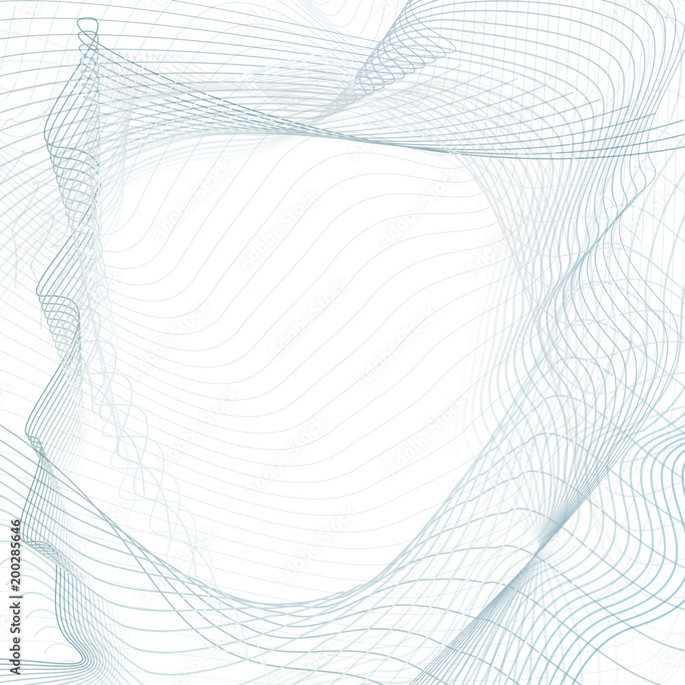 Abstract line art design. Light blue, gray waves on white background ...