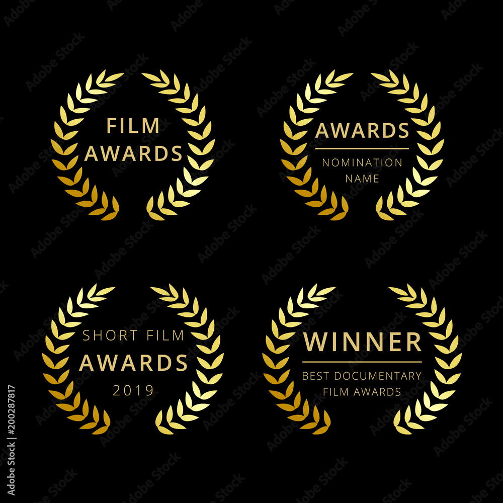 Film awards logotype. Isolated elegant abstract gold gradient emblem ...