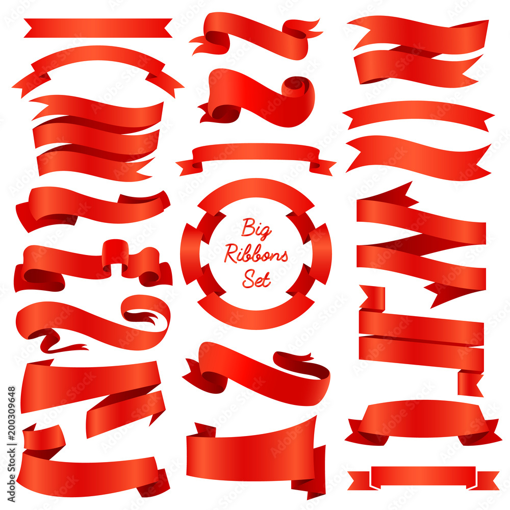 Ribbons banners, Illustration set and tape isolated on white background ...