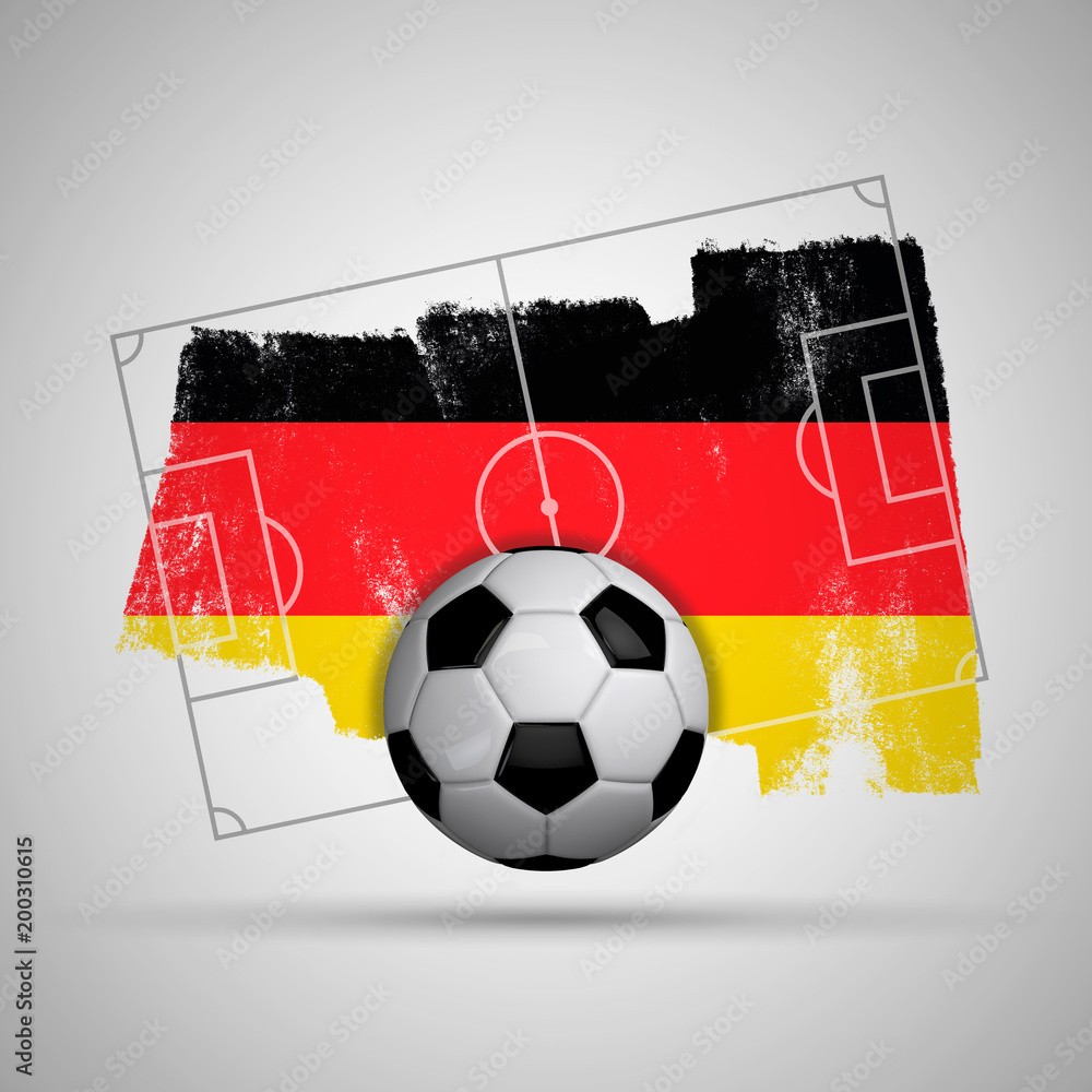 Germany flag soccer background with grunge flag, football pitch and ...