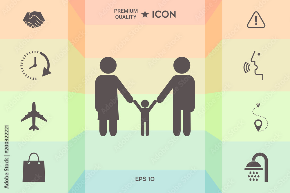 Adults with a child - family icon Stock Vector | Adobe Stock