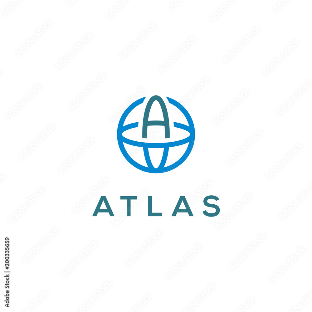 Atlas vector, simple atlas with initial A for logo design concept Stock ...