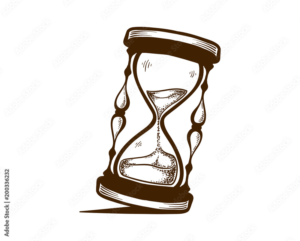Hand Drawn Illustration of hourglass vintage awesome drawing Stock ...
