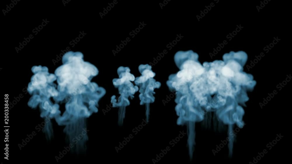 3d render of smoke streams in slow motion isolated on black background ...