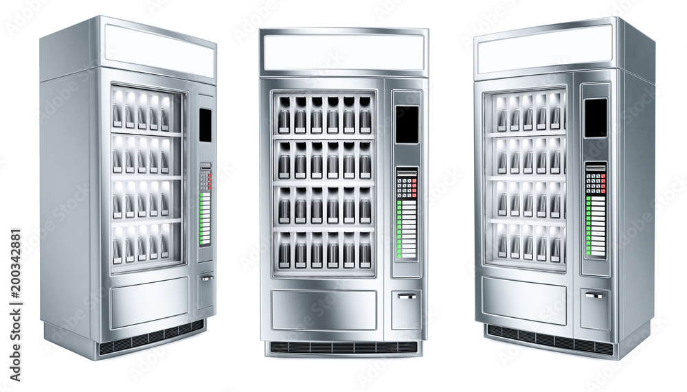 Vending machine set on white background. 3d render Stock Illustration ...