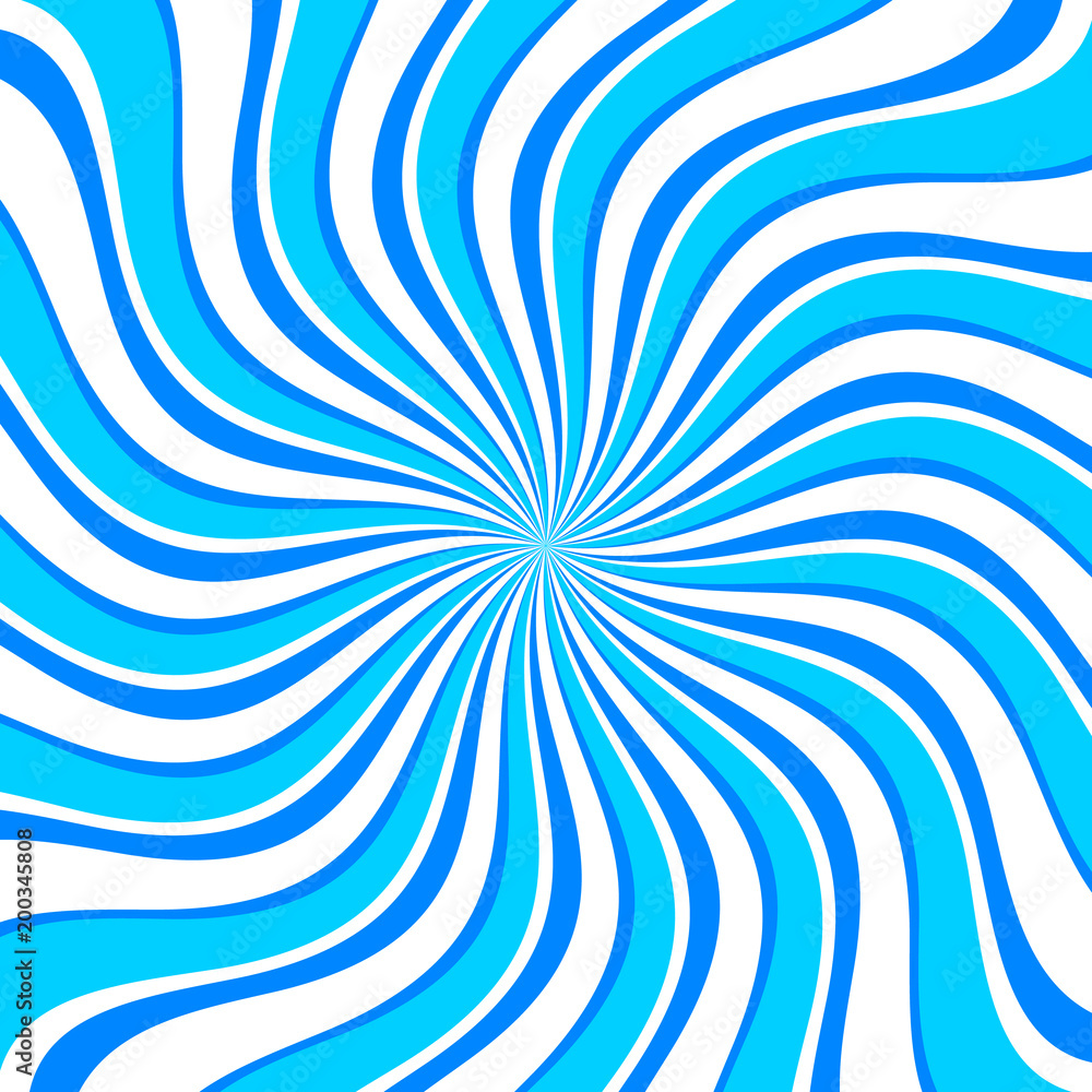 Funny blue swirl radial pattern background. Vector illustration for ...