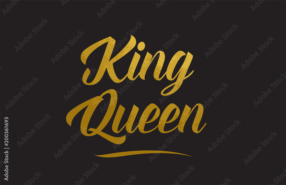 King Queen gold word text illustration typography Stock Vector | Adobe ...