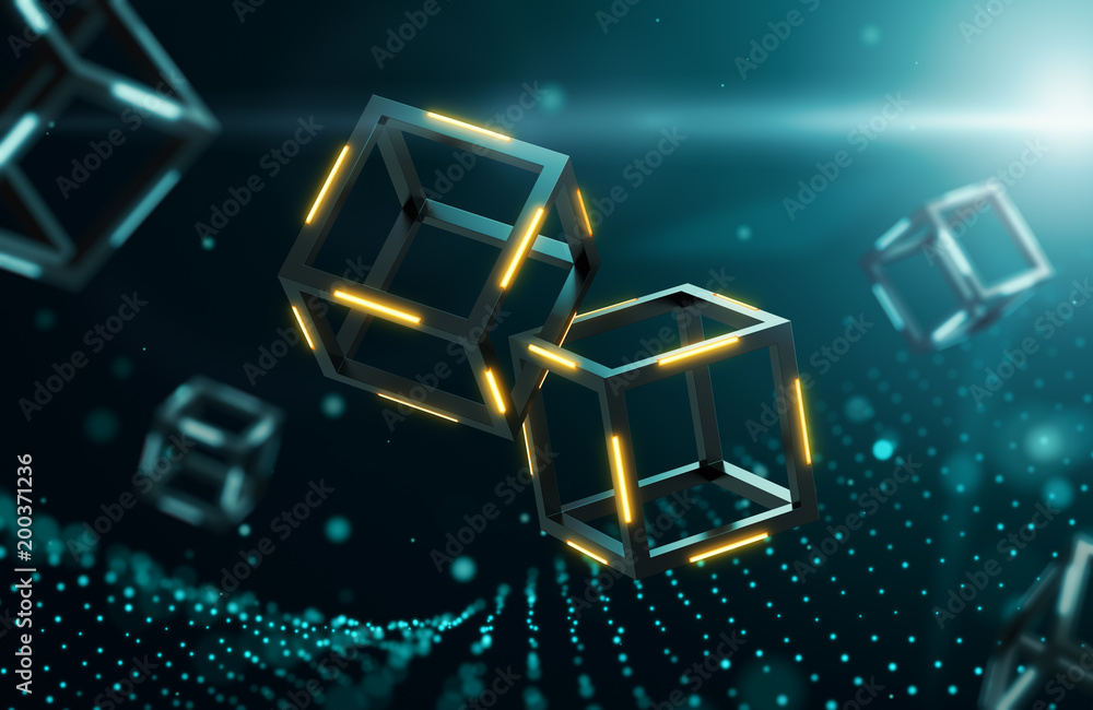 Blockchain technology with abstract background Stock Illustration ...