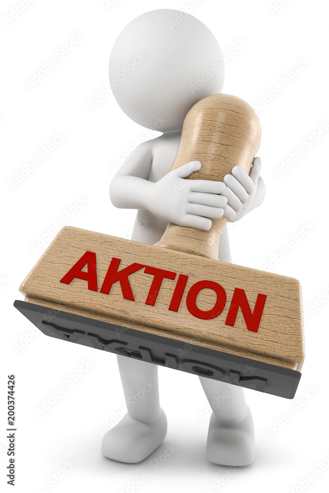 3d Männchen mit Stempel - Aktion Stock Illustration | Adobe Stock