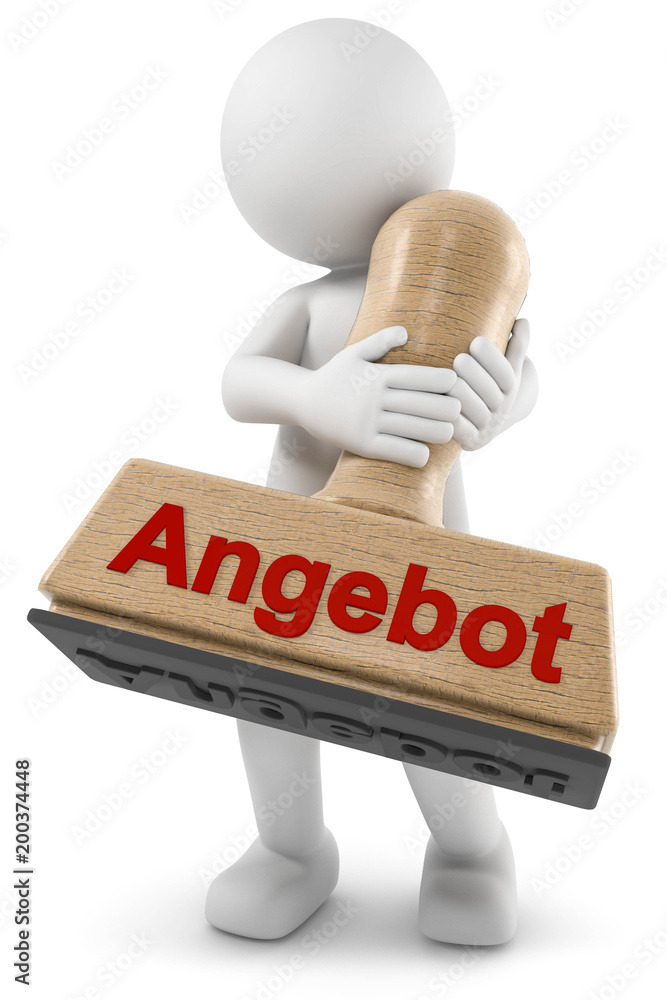 3d Männchen mit Stempel - Angebot Stock Illustration | Adobe Stock