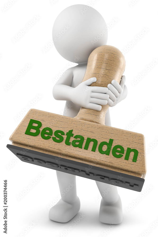 3d Männchen mit Stempel - Bestanden Stock Illustration | Adobe Stock