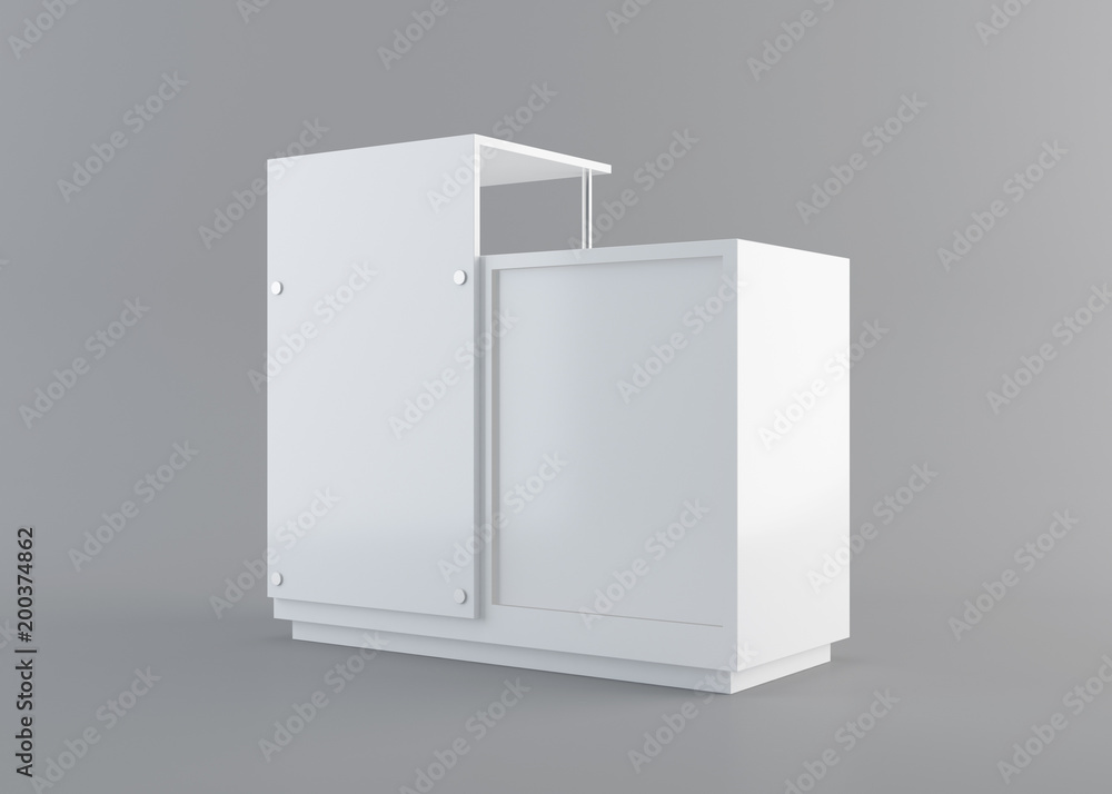 counter display from side view with clipping path. 3D rendering Stock ...