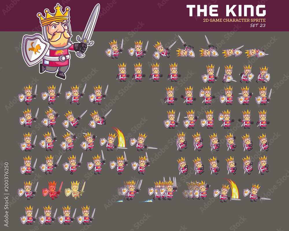 The King Cartoon Game Character Animation Sprite Stock Vector | Adobe Stock
