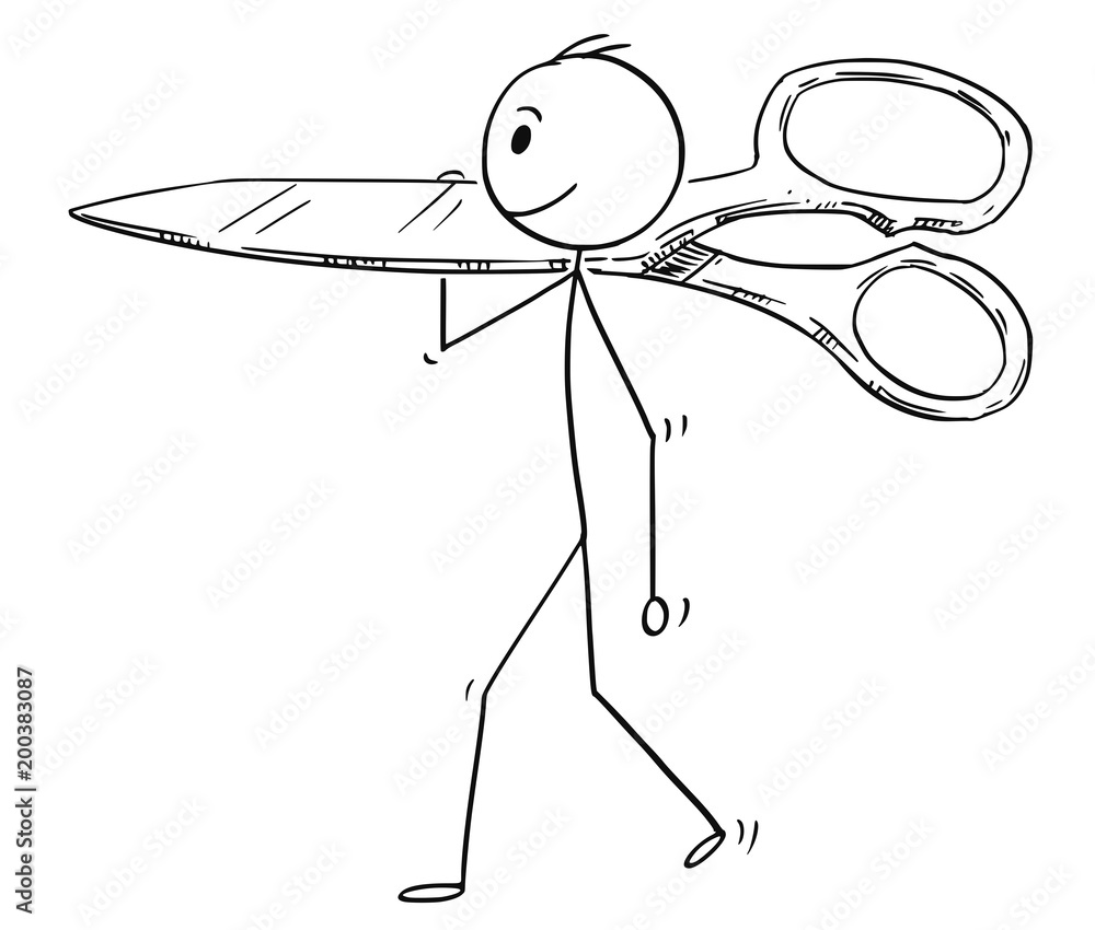 Cartoon stick man drawing conceptual illustration of businessman ...