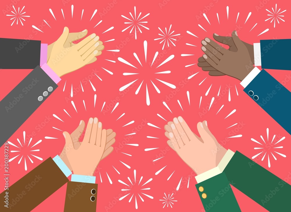 Applause. Clap hands ovation vector illustration, business recognition, congratulation and ...