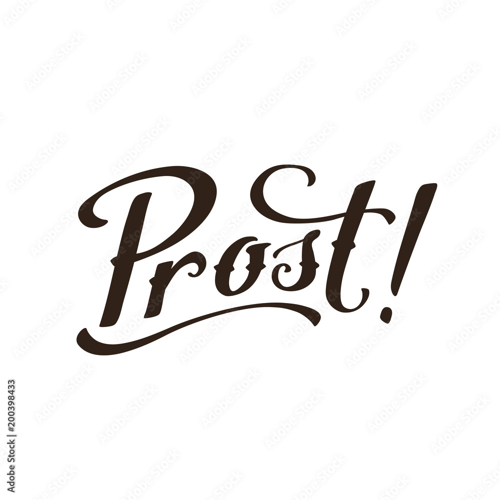 Prost word vector illustration. Hand drawn lettering isolated on white ...